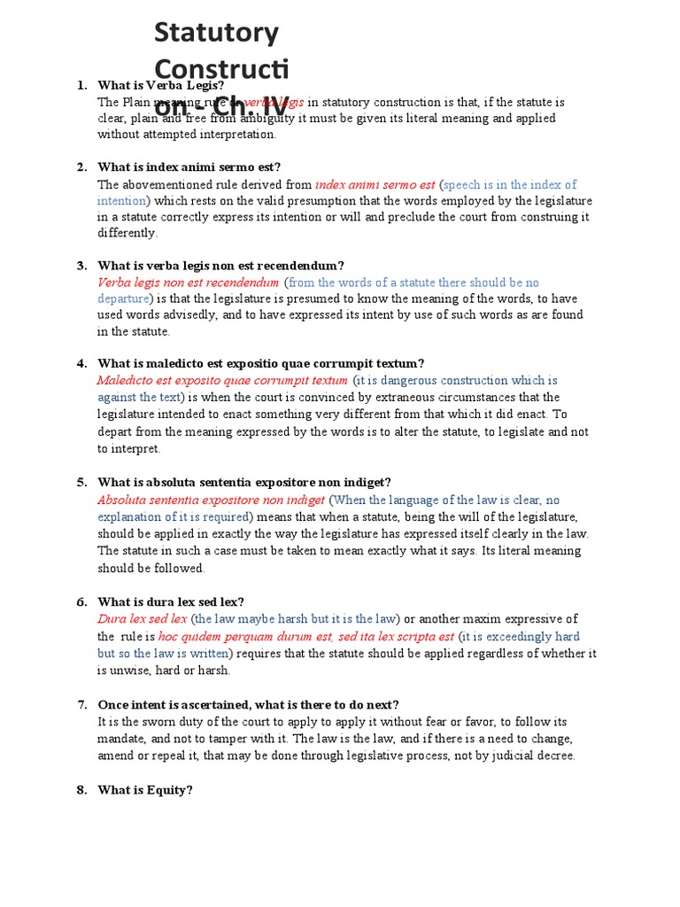 StatCon Chapter 4 Reviewer | PDF | Statutory Interpretation | Common Law