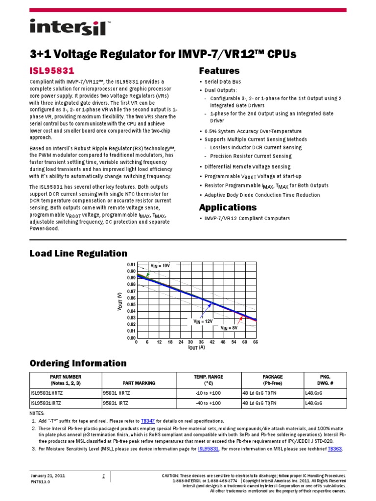 3+1 Voltage Regulator For Imvp-7/Vr12™ Cpus: Features | PDF | Field ...