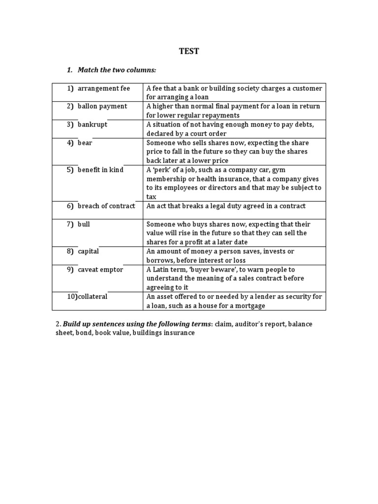 Finance Terms Matching | PDF