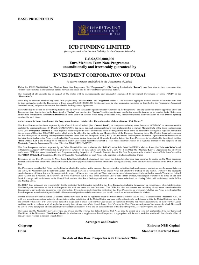 EMTN Programme Base Prospectus Final PDF | PDF | Securities Act Of 1933 ...
