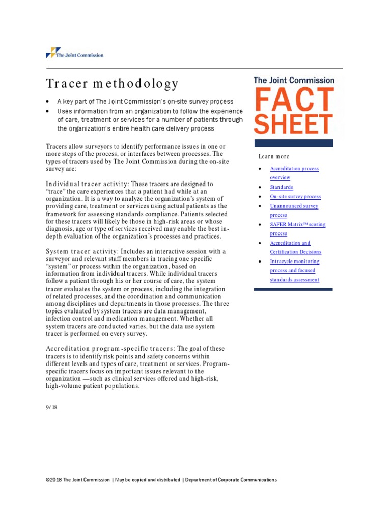 Tracer Methodology 9 5 18pdf | PDF | Joint Commission | Health Economics