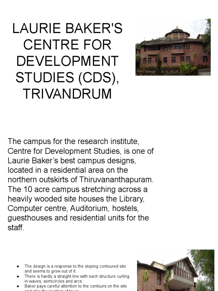 Laurie Baker's Centre For Development Studies (CDS), Trivandrum PDF | PDF | Building | Civil ...