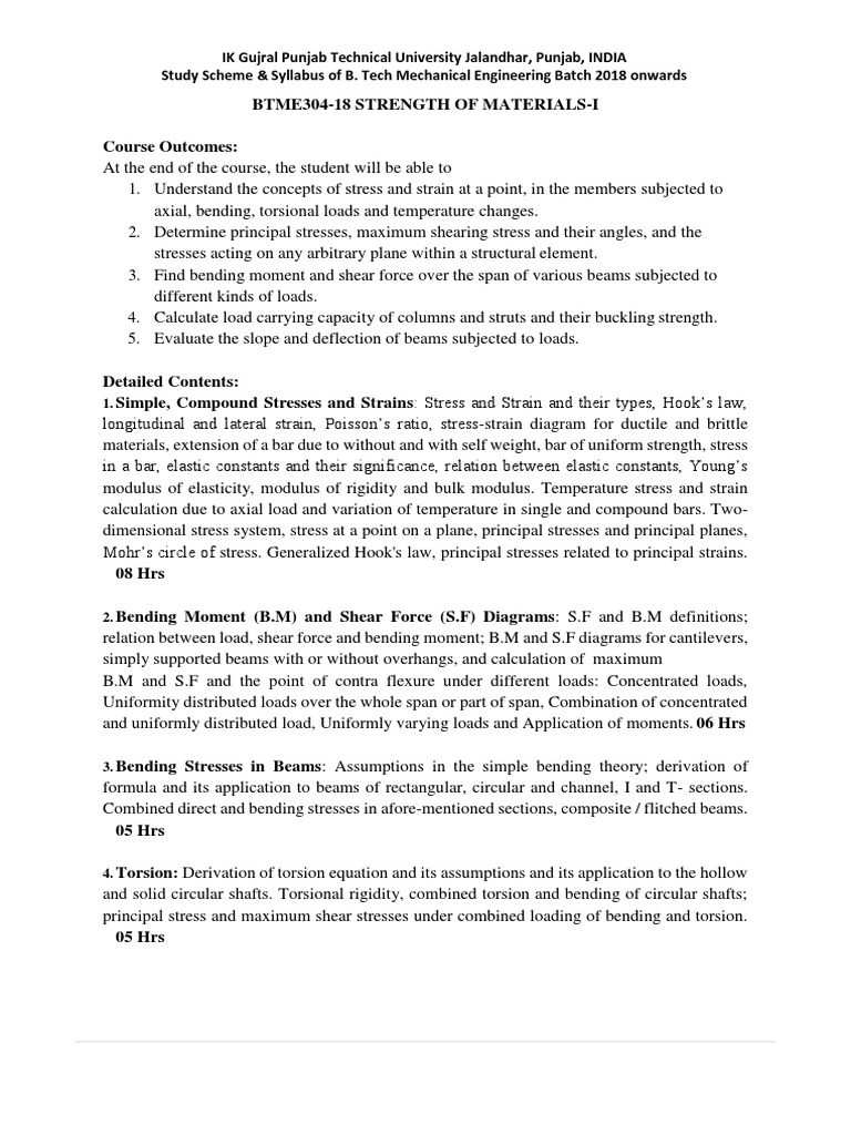 IK Gujral Punjab Technical University Jalandhar, Punjab, INDIA Study Scheme & Syllabus of B ...