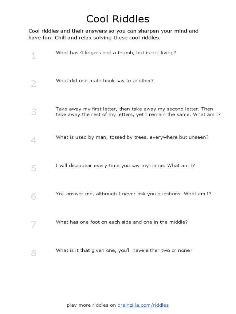 Cool Riddles | PDF