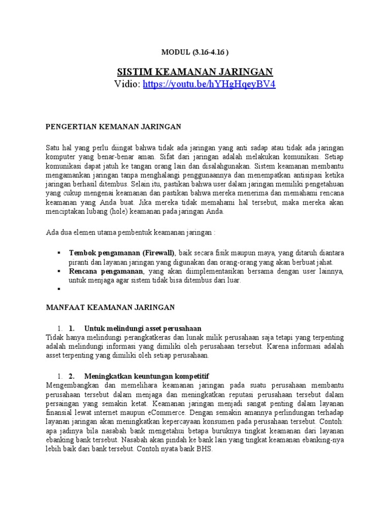 16 Sistim Keamanan Jaringan | PDF | Ilmu Sosial | Teknologi & Rekayasa