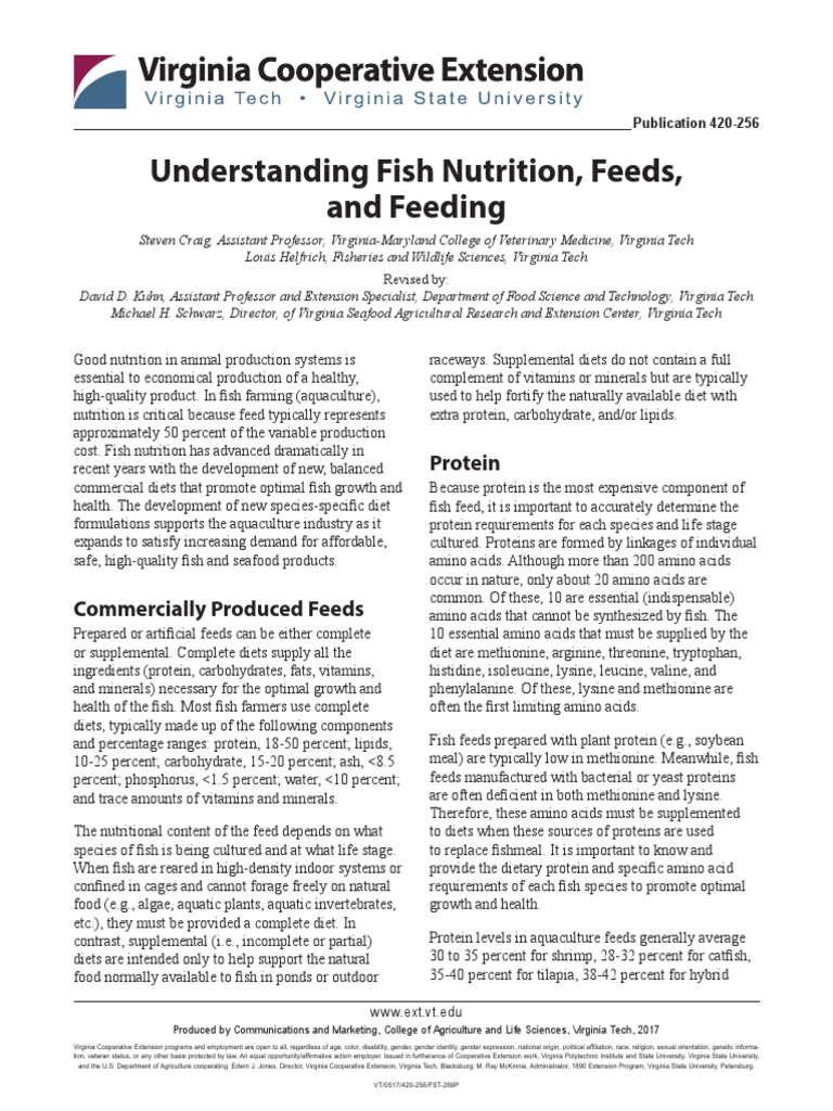 Understanding Fish Nutrition, Feeds, and Feeding: Protein | PDF ...