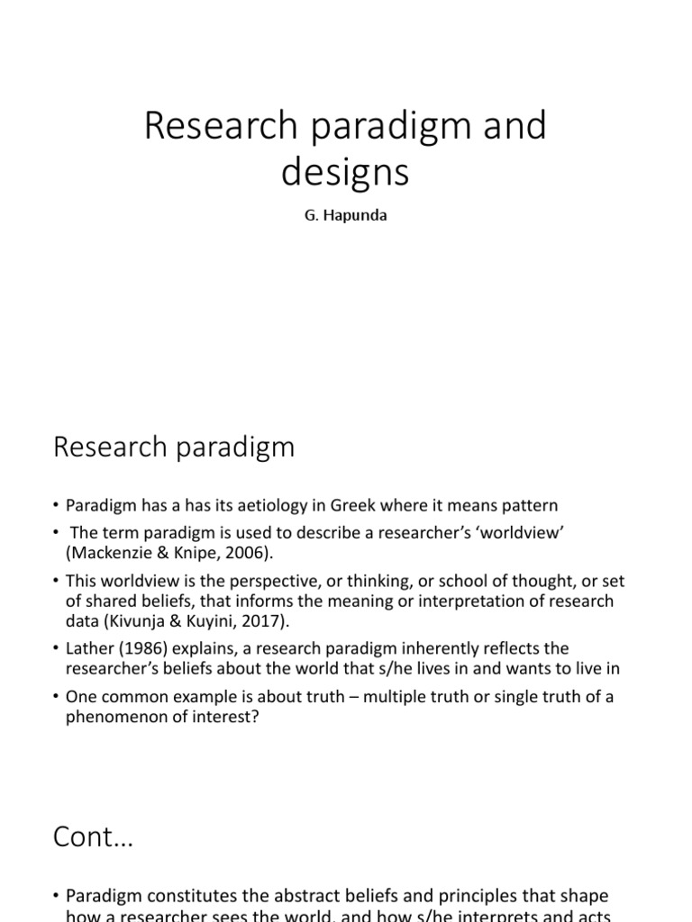 Research Paradigm and Designs | PDF | Phenomenology (Philosophy ...