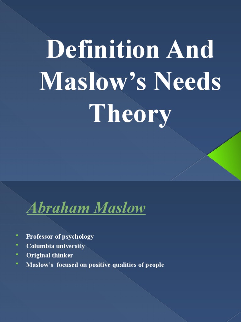 Maslow's Needs Theory | PDF