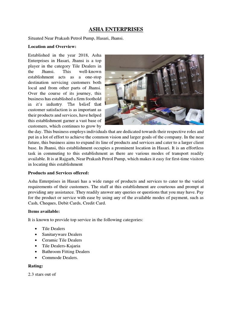 ASHA ENTERPRISES | PDF