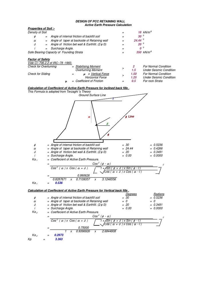 Pcc-Retaining-Wall Khari Road | PDF | Classical Mechanics | Quantity