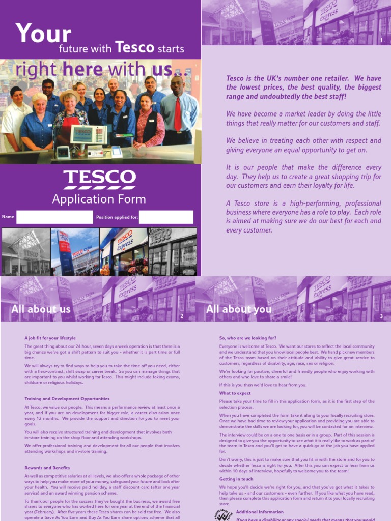 Tesco Application Form 2 Updated | PDF | Tesco | Retail
