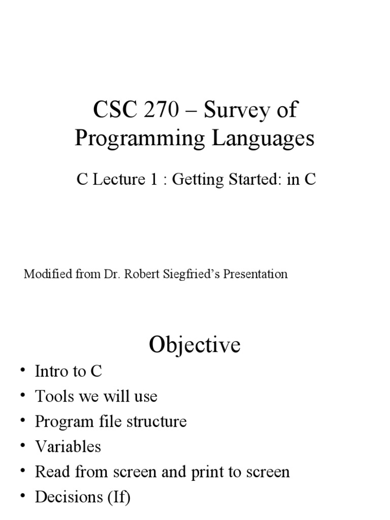 270 1 CIntro Up To Functions | PDF | C (Programming Language) | Boolean ...
