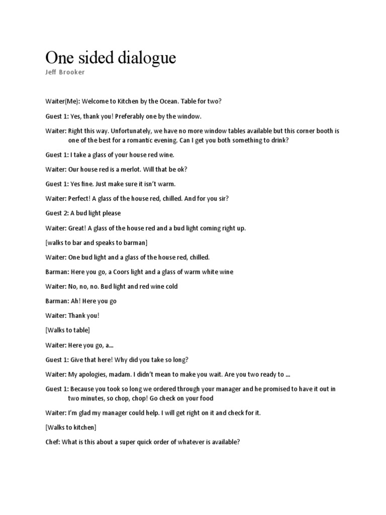 One Sided Dialogue: Jeff Brooker | PDF