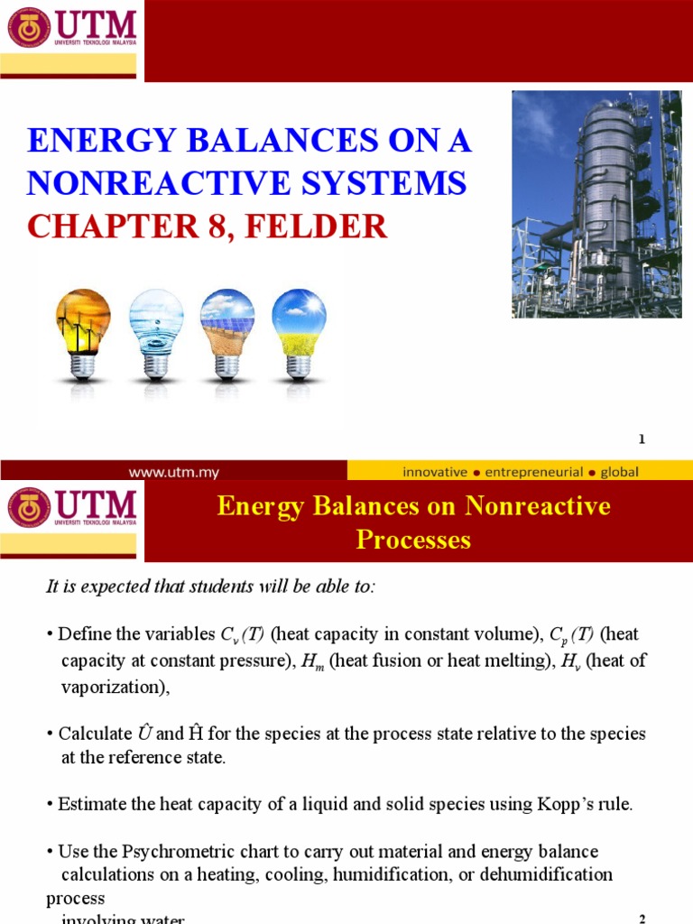 Chapter 8 - Sections 8.1-8.4 (C) - Nonreactive Energy Balances - 1415-1 | PDF | Enthalpy ...