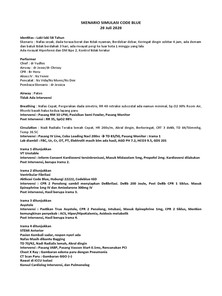 Skenario Simulasi Code Blue | PDF