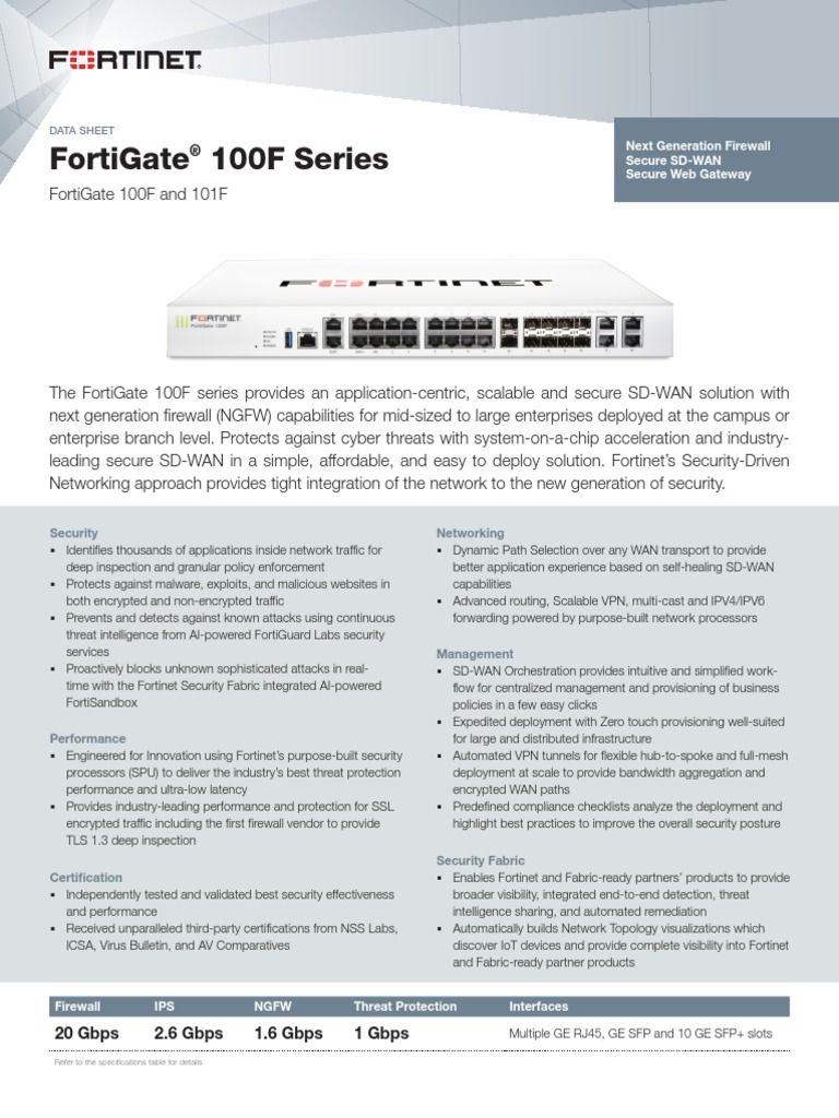 Fortigate 100f Series PDF | PDF | Computer Network | Transport Layer Security