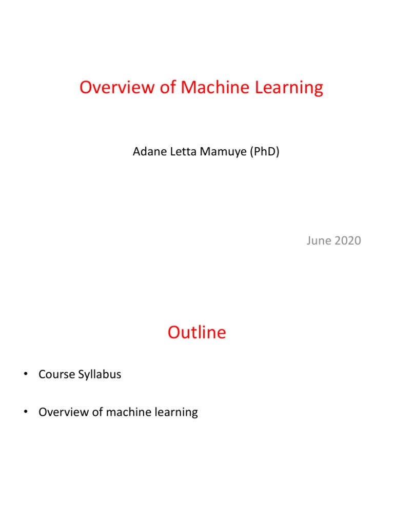 Overview of Machine Learning PDF | PDF | Machine Learning | Artificial ...