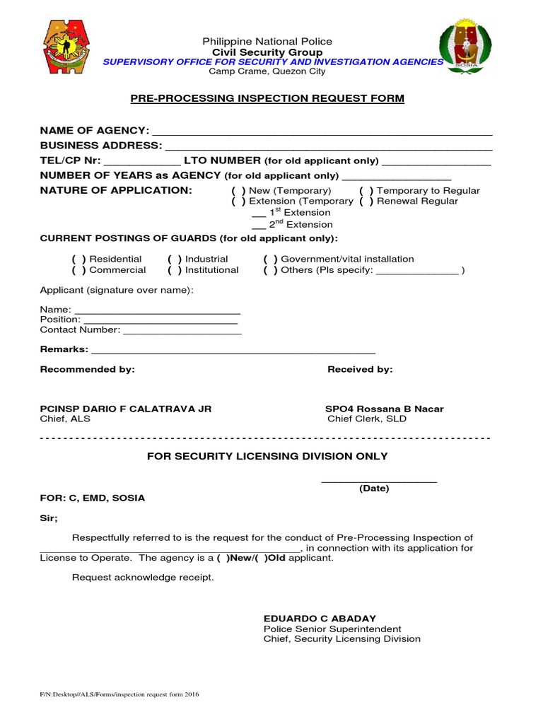 Philippine National Police: Supervisory Office For Security and ...