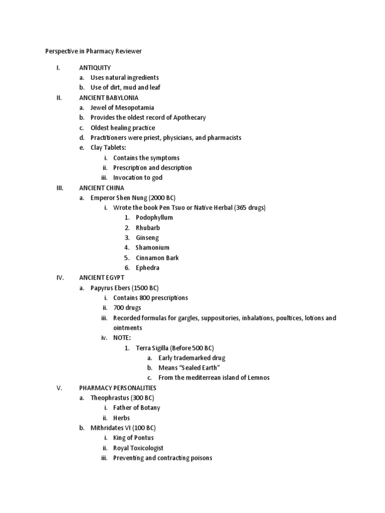 Perspective in Pharmacy Reviewer | PDF | Pharmacy | Pharmaceutical Sciences