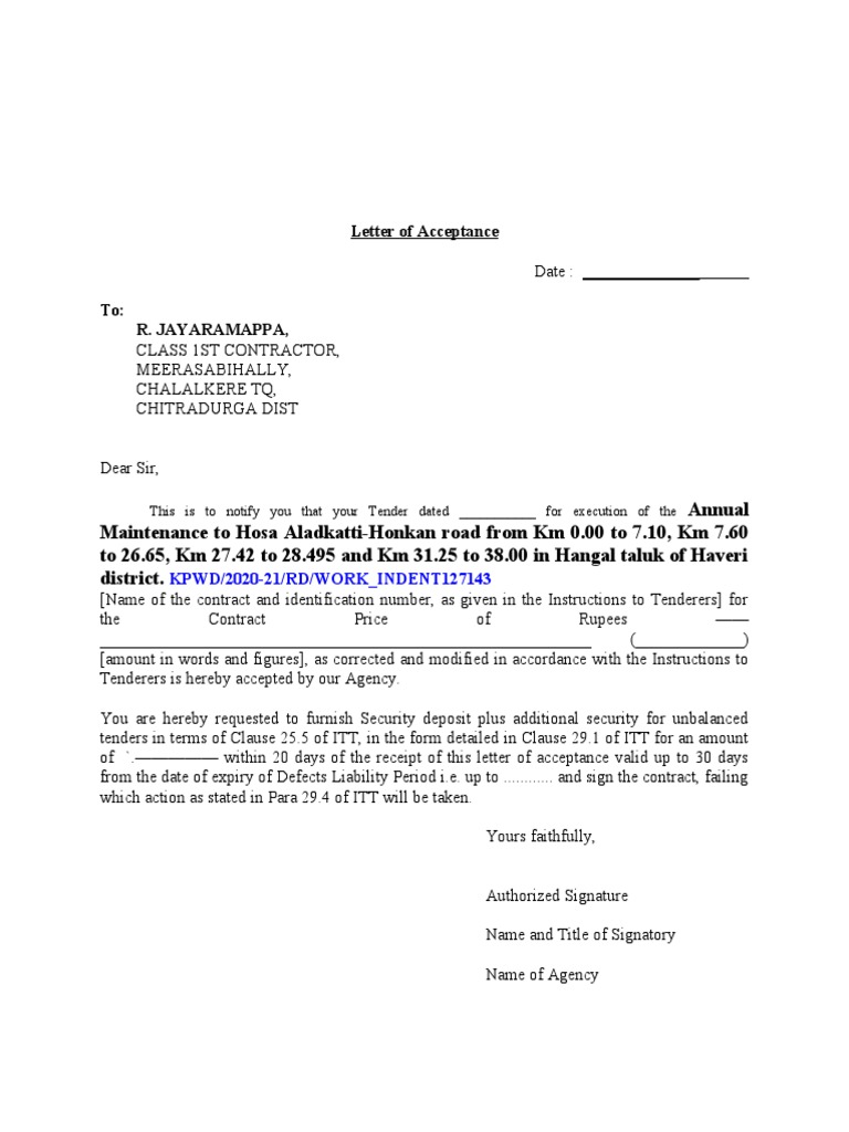 Letter of Acceptance | PDF | Civil Law (Legal System) | Common Law