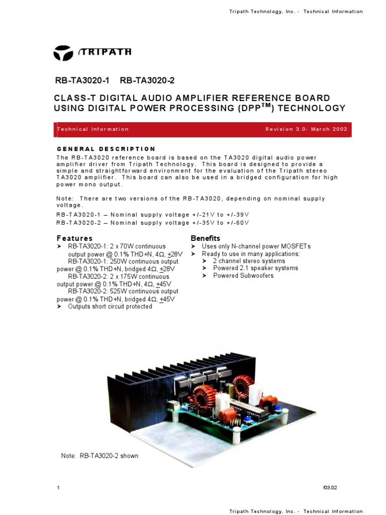 TA3020 Reference Board Datasheet | PDF | Amplifier | Field Effect Transistor