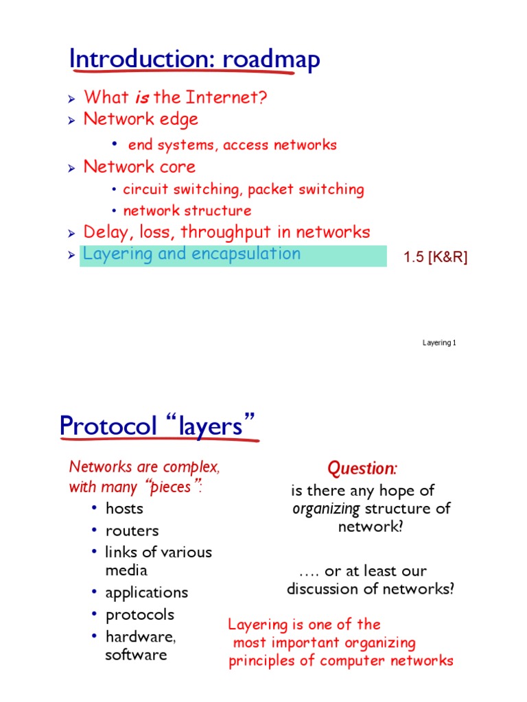 Introduction: Roadmap: What The Internet? Network Edge Network Core Delay, Loss, Throughput in ...