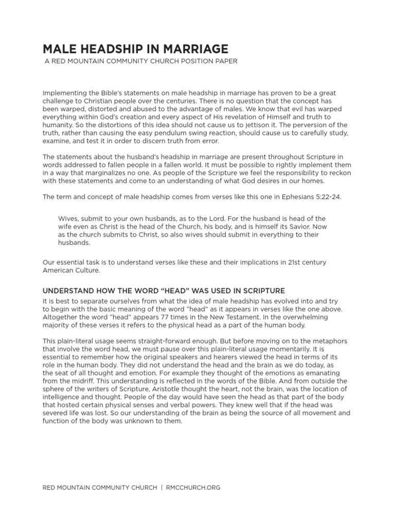 Understanding Male Headship in Marriage | PDF | Genesis Creation ...