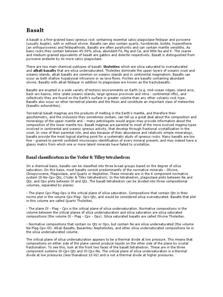 Basalt: Basal Classification in The Yoder & Tilley Tetrahedron | PDF ...