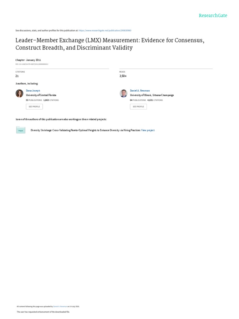Leader-Member Exchange (LMX) Measurement: Evidence For Consensus ...