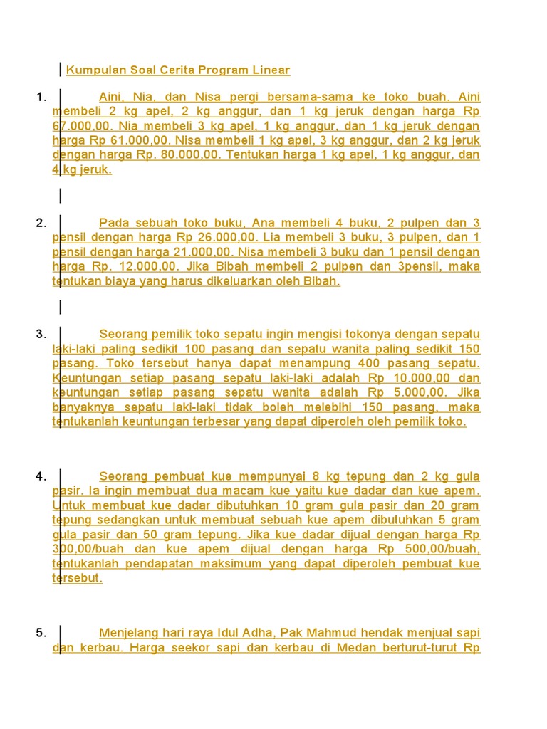 Contoh Soal Program Linear | PDF