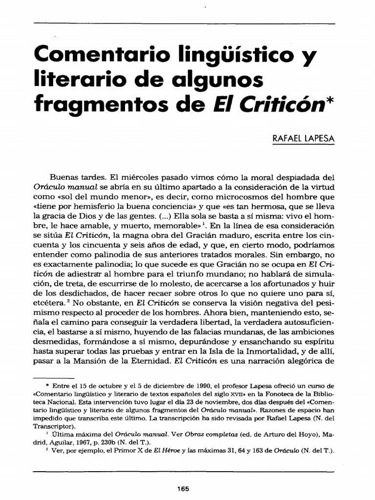 Comentario El Criticon | PDF | Religión y creencia