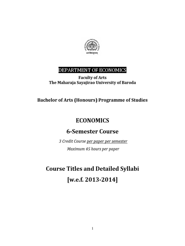 BA Economics 6th Semester Syllabus | PDF | Demand | Economics