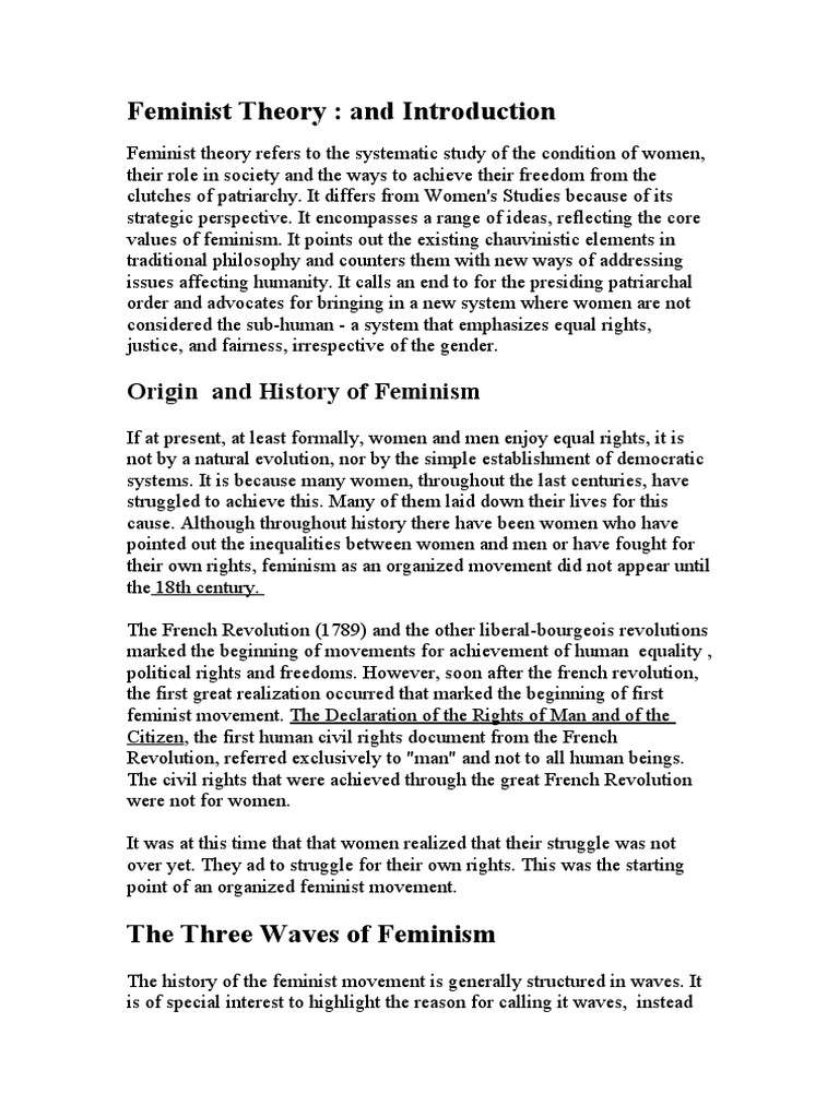 Feminist Theory: and Introduction: Origin and History of Feminism | PDF ...