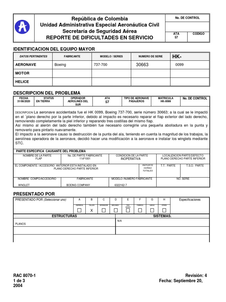 Forma 8070-1 y Forma 337 | PDF | Operación del vehículo | Aeronave