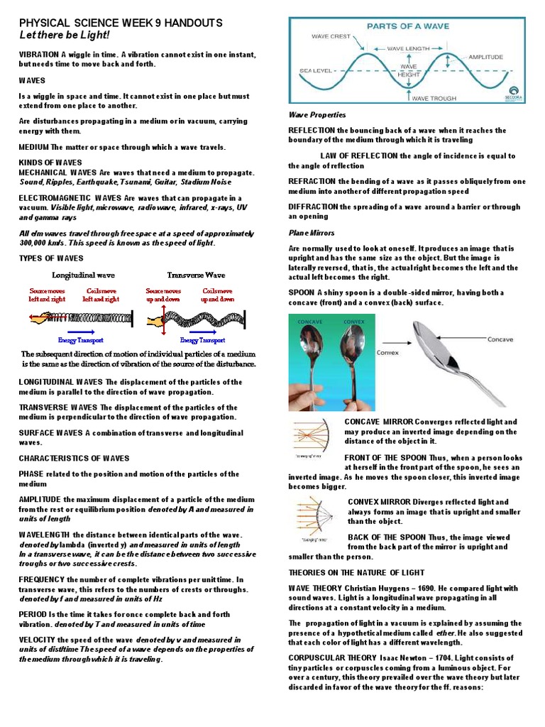 Let There Be Light!: Physical Science Week 9 Handouts | PDF | Waves ...