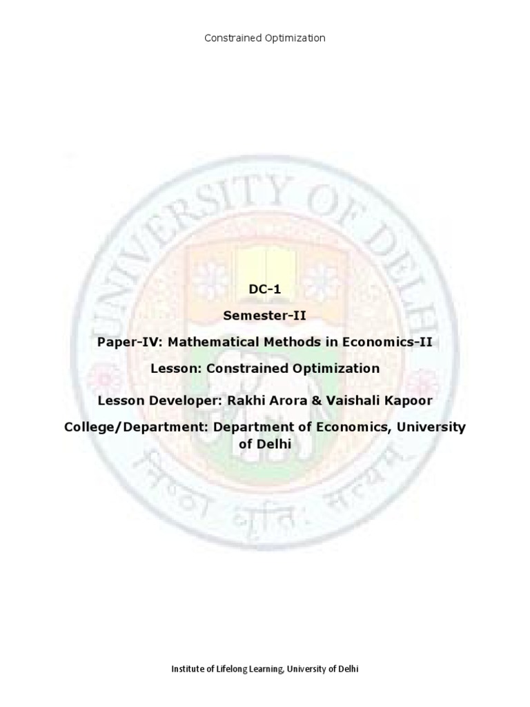 Constrained Optimization | PDF | Mathematical Optimization ...