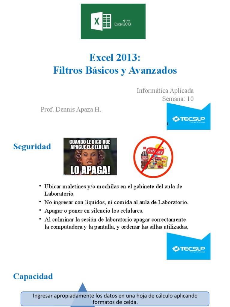 Lab 10 - Filtros Básicos y Avanzados en Excel Prof. Dennis A. | PDF | Microsoft Excel | Hoja de ...