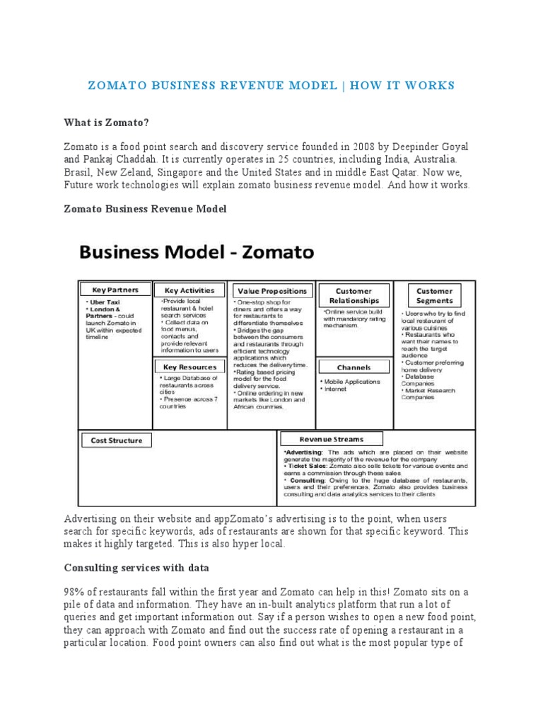 Zomato's Business Revenue Model Explained | PDF | Communication | World ...