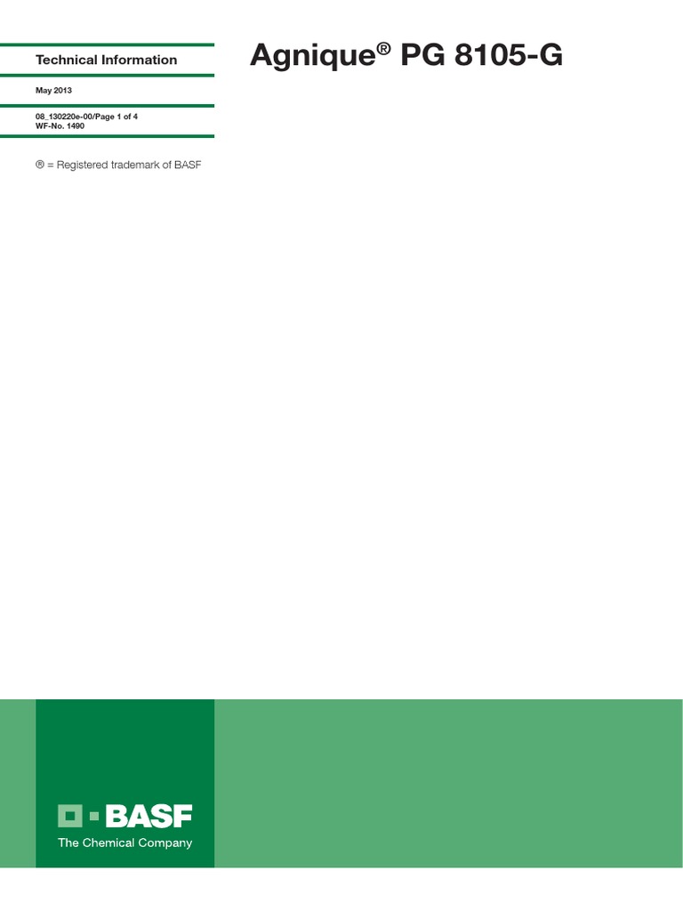 Agnique PG 8105-G: Technical Information | PDF | Solubility | Sodium ...