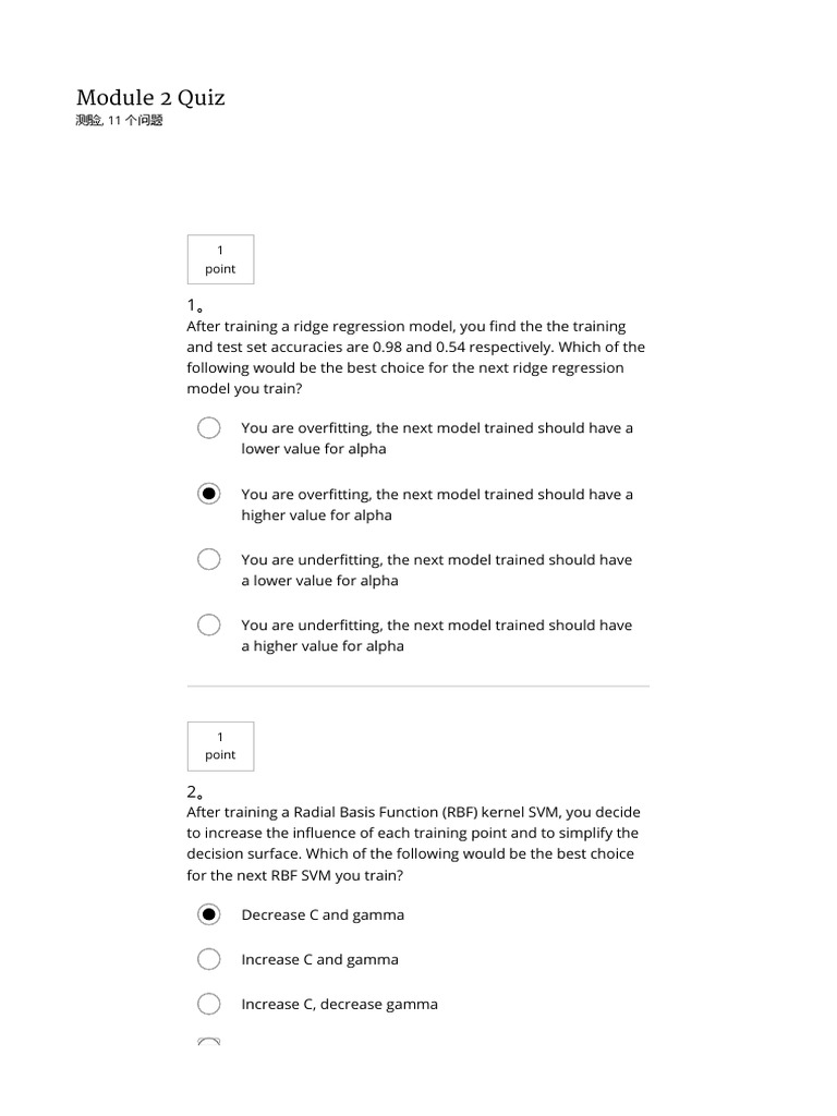 Module 2 Quiz | PDF | Regression Analysis | Linear Regression