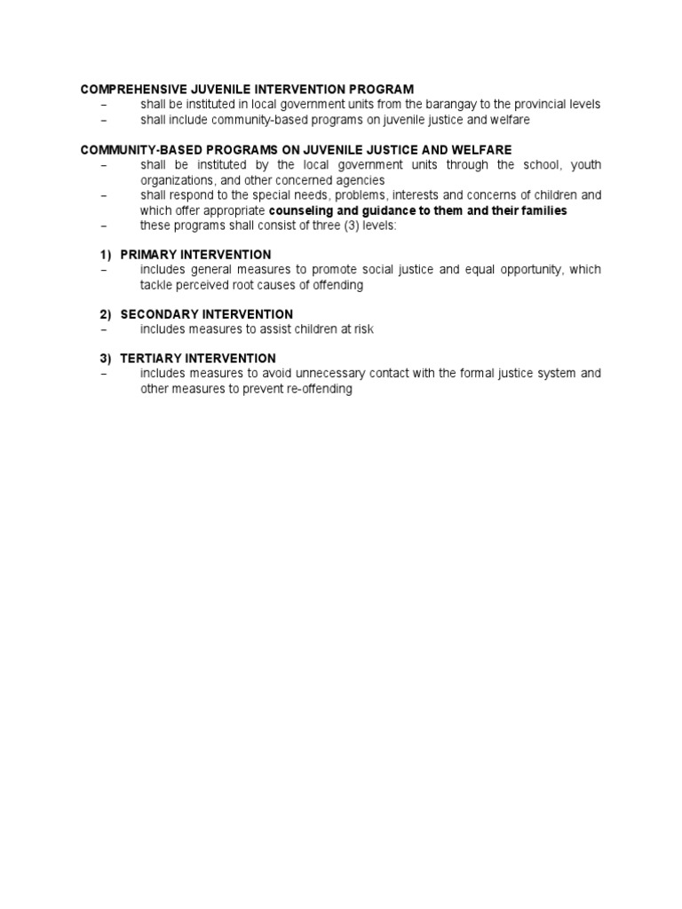 Comprehensive Juvenile Intervention Program | PDF