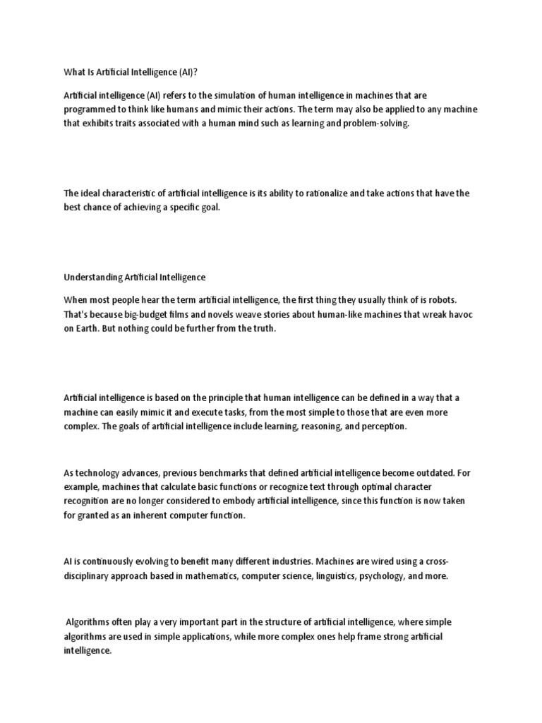 What Is Artificial Intelligence | PDF | Artificial Intelligence ...