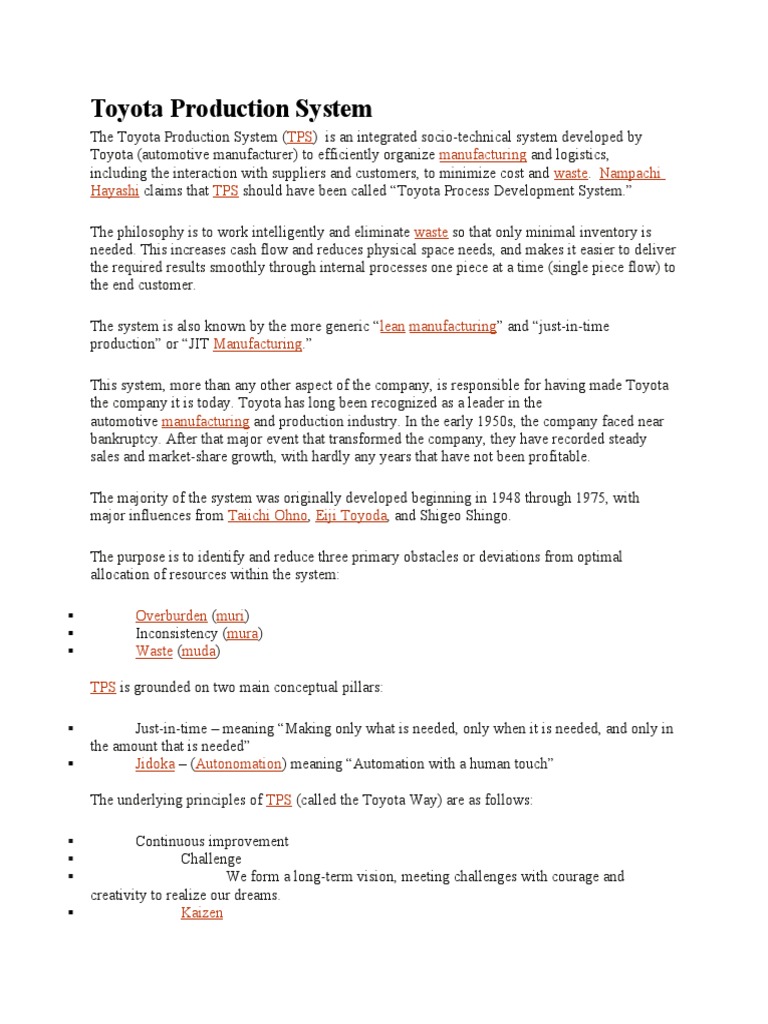 Toyota Production System: TPS Manufacturing Waste Nampachi Hayashi TPS ...