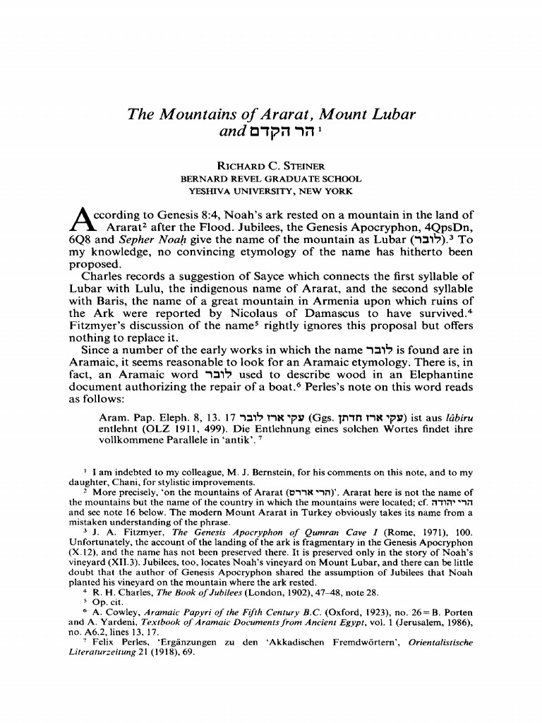 The of Ararat, Lubar And: Mountains Mount | PDF | Noah | Torah People
