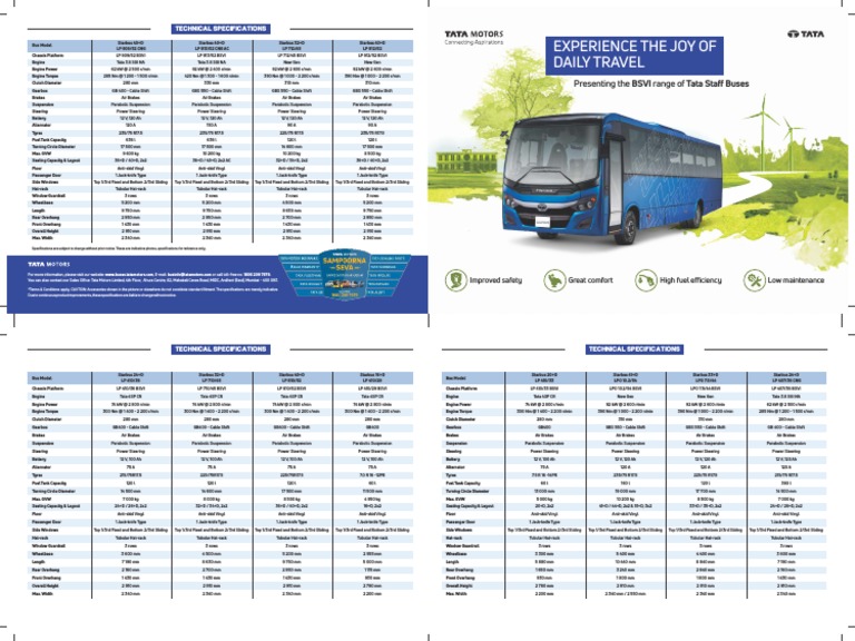 Tata Staff Bus Range Brochure BSVI 6march20 | PDF | Bus | Wheeled Vehicles