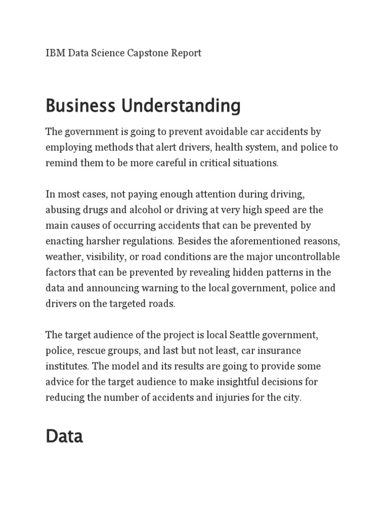 IBM Data Science Capstone Report | PDF | Machine Learning | Traffic Collision