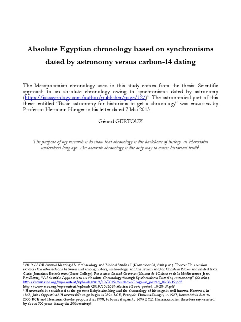 Absolute Egyptian Chronology Based On Sy | PDF | Ancient Egypt ...