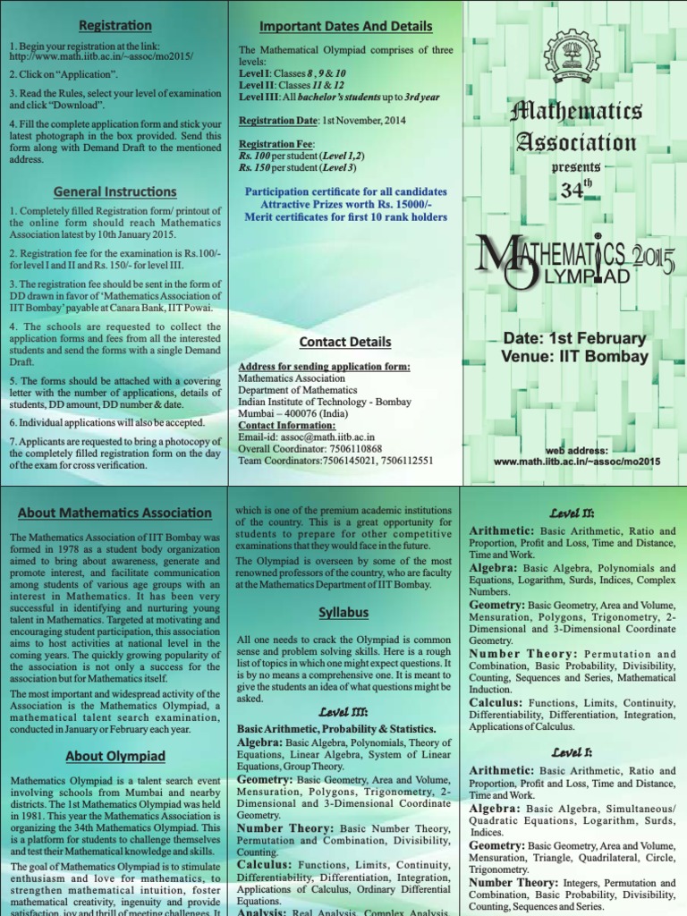 Brochure 2015 | PDF | Mathematical Analysis | Algebra
