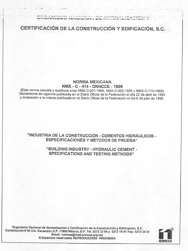 NMX C 414 Onncce 1999 PDF | PDF