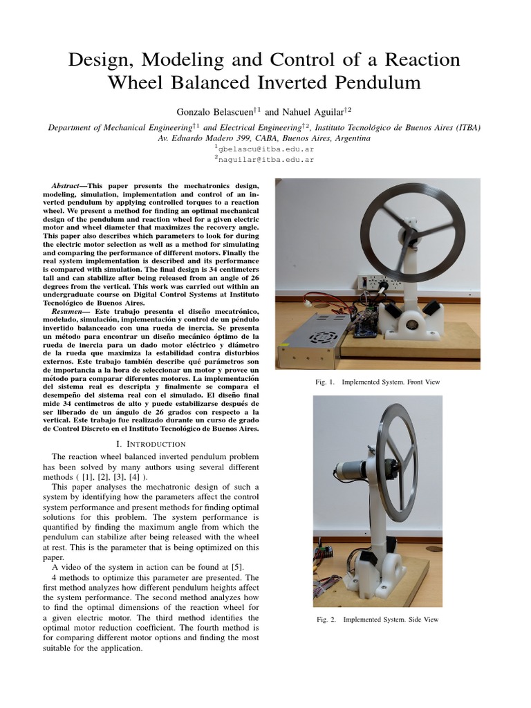 Reaction Wheel Inverted Pendulum Design | PDF | Rotation Around A Fixed ...